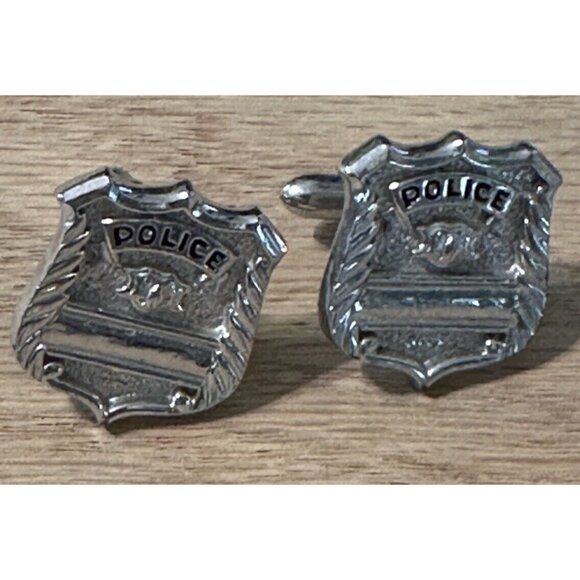 SWANK | Accessories | Vintage Police Badge Cuff Links Swank Silver Tone ...